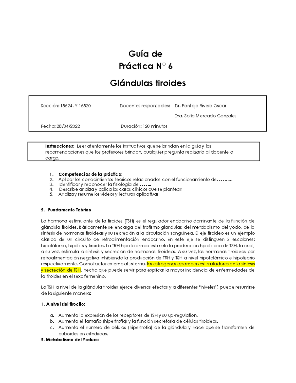 GuÍa 6 Casos Clínicos GuÌa De Pr·ctica N∞ 6 Gl·ndulas Tiroides