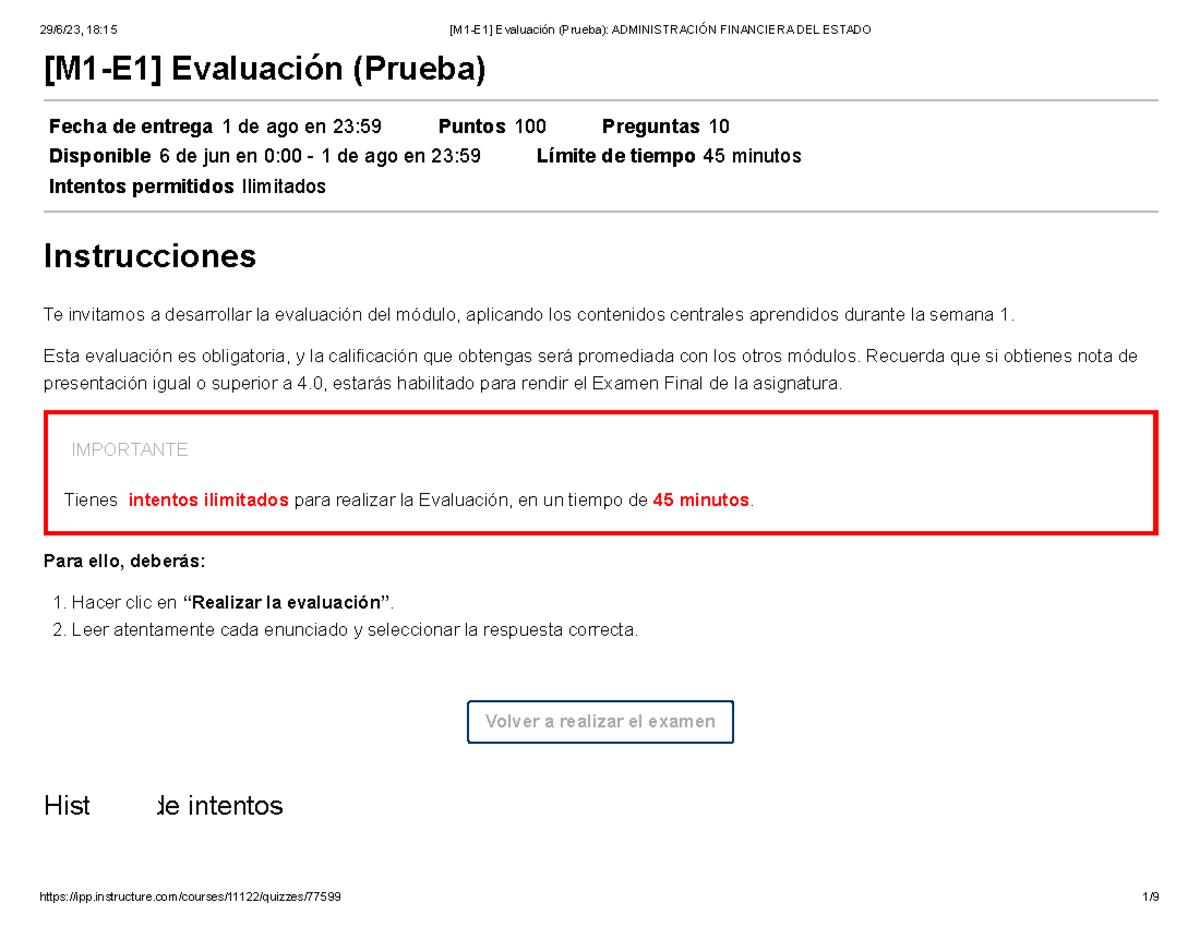 [M1-E1] Evaluación (Prueba) Administración Financiera DEL Estado - [M1-E1] Evaluación (Prueba ...