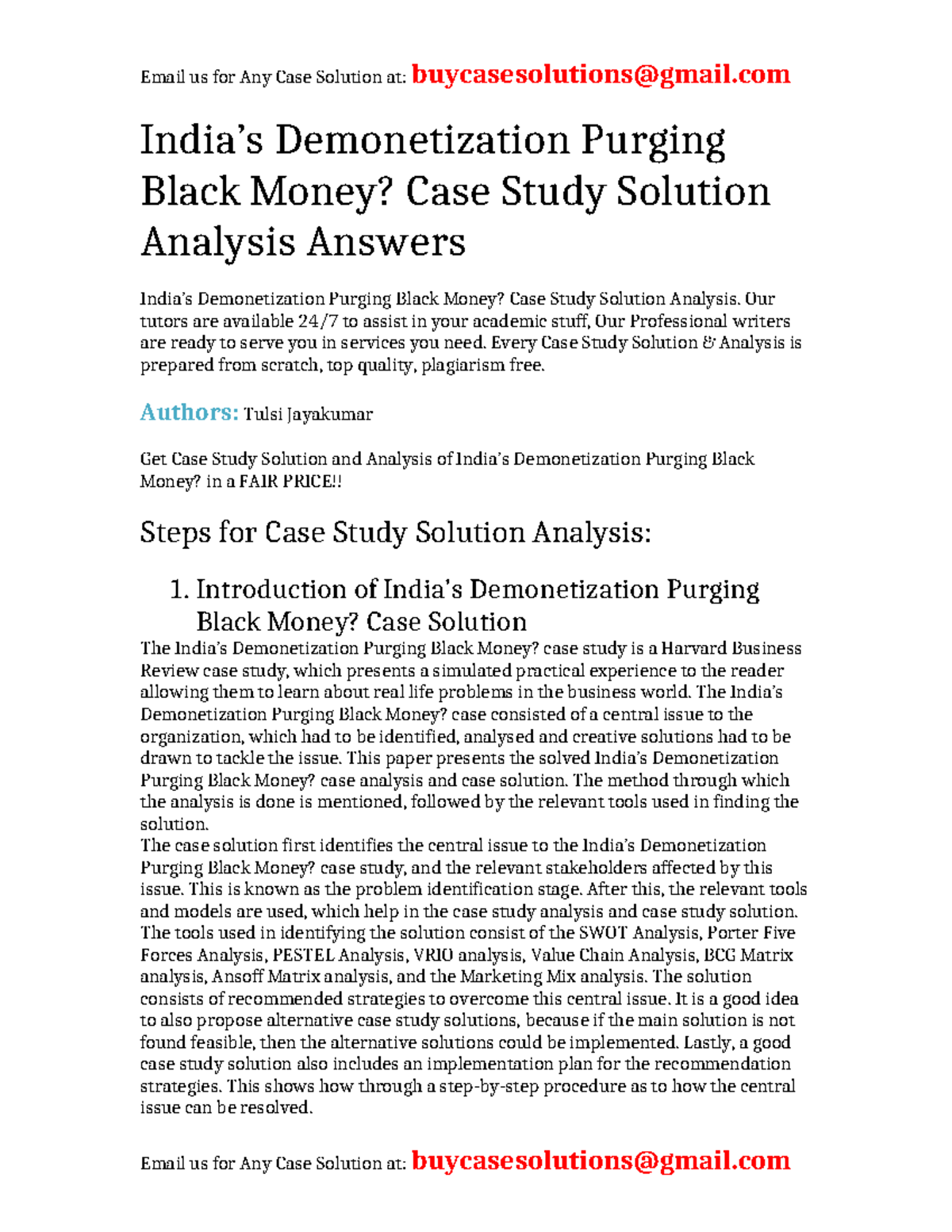 Case Solution India's Demonetization Purging Black Money - India’s ...