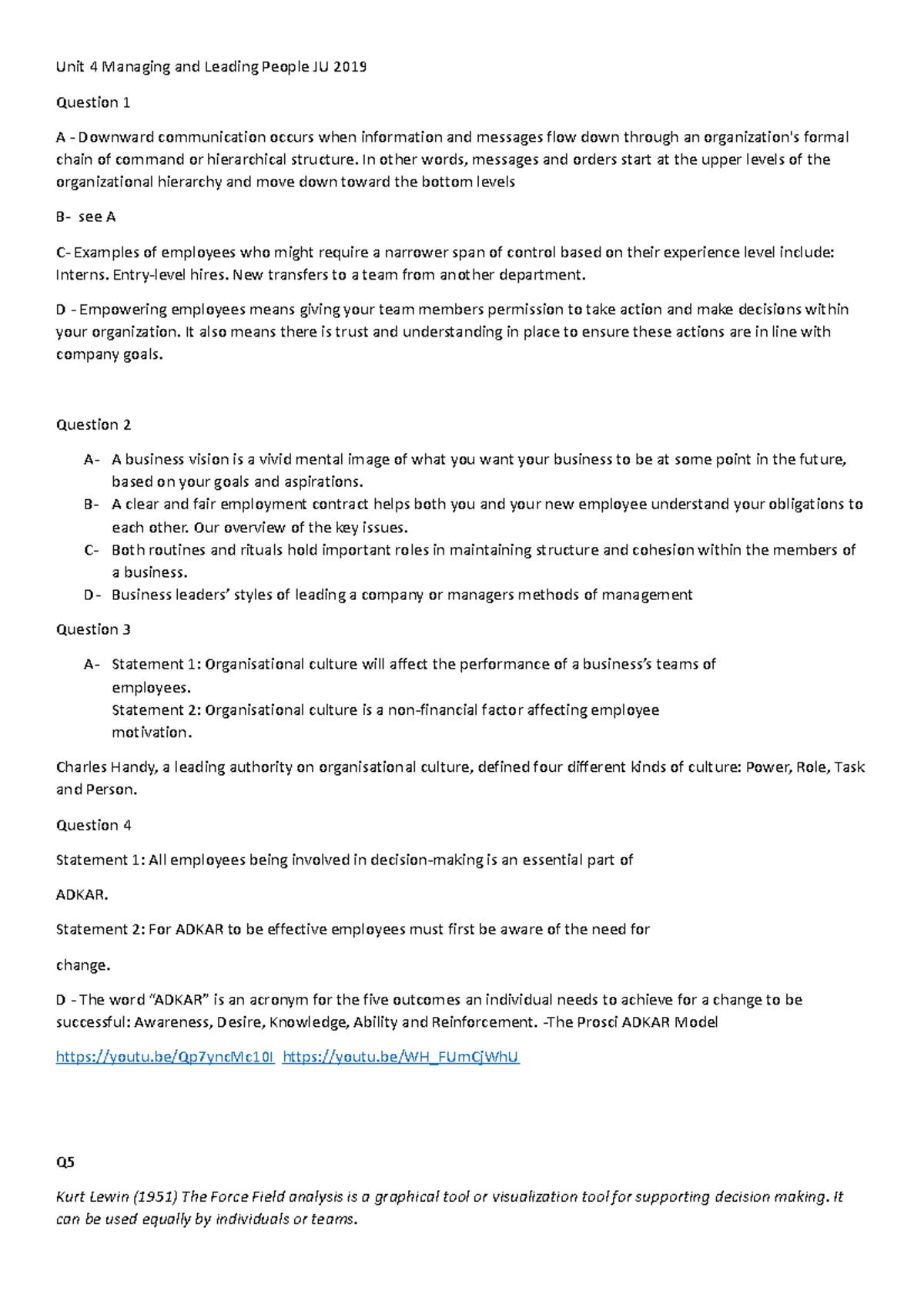 Unit 4 Managing and Leading People JU 2019 - Unit 4 Managing and ...