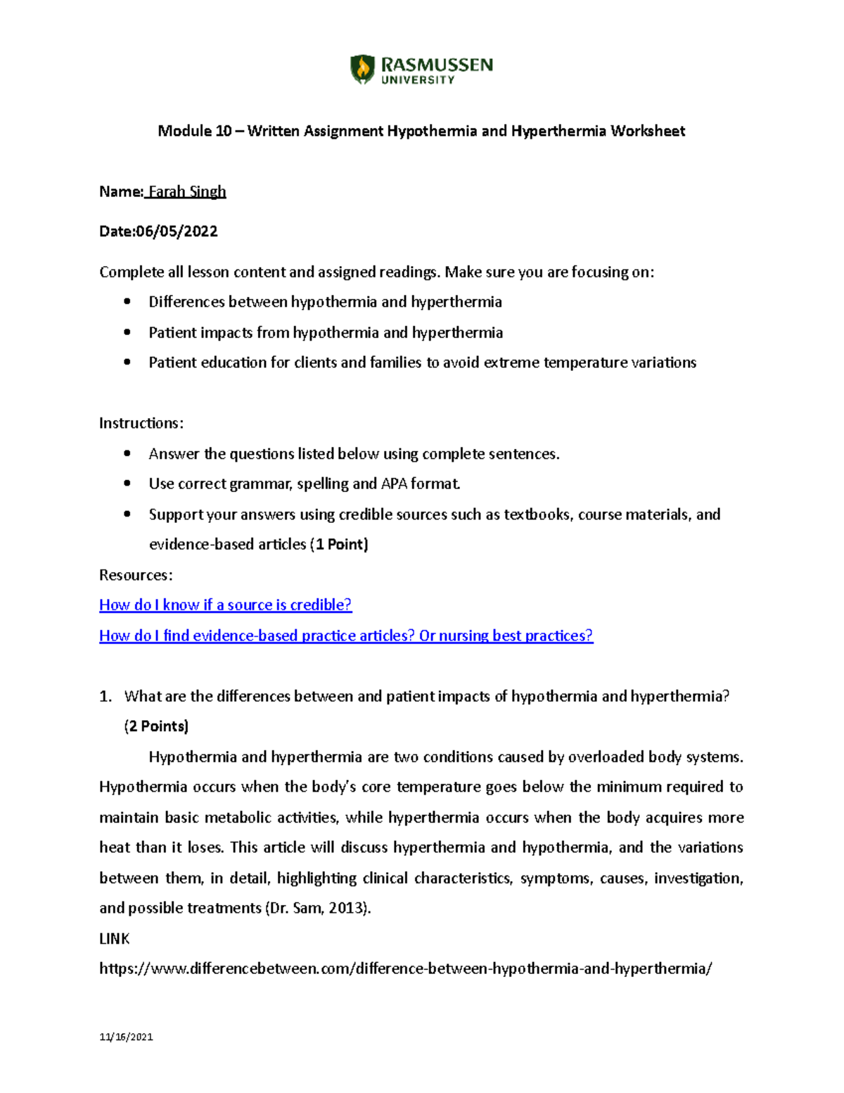 Pn 1 module 10 - nanananann - Module 10 – Written Assignment ...