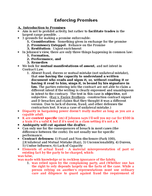 Contracts Law Outline - 1 - Here’s an example of a situation where the ...