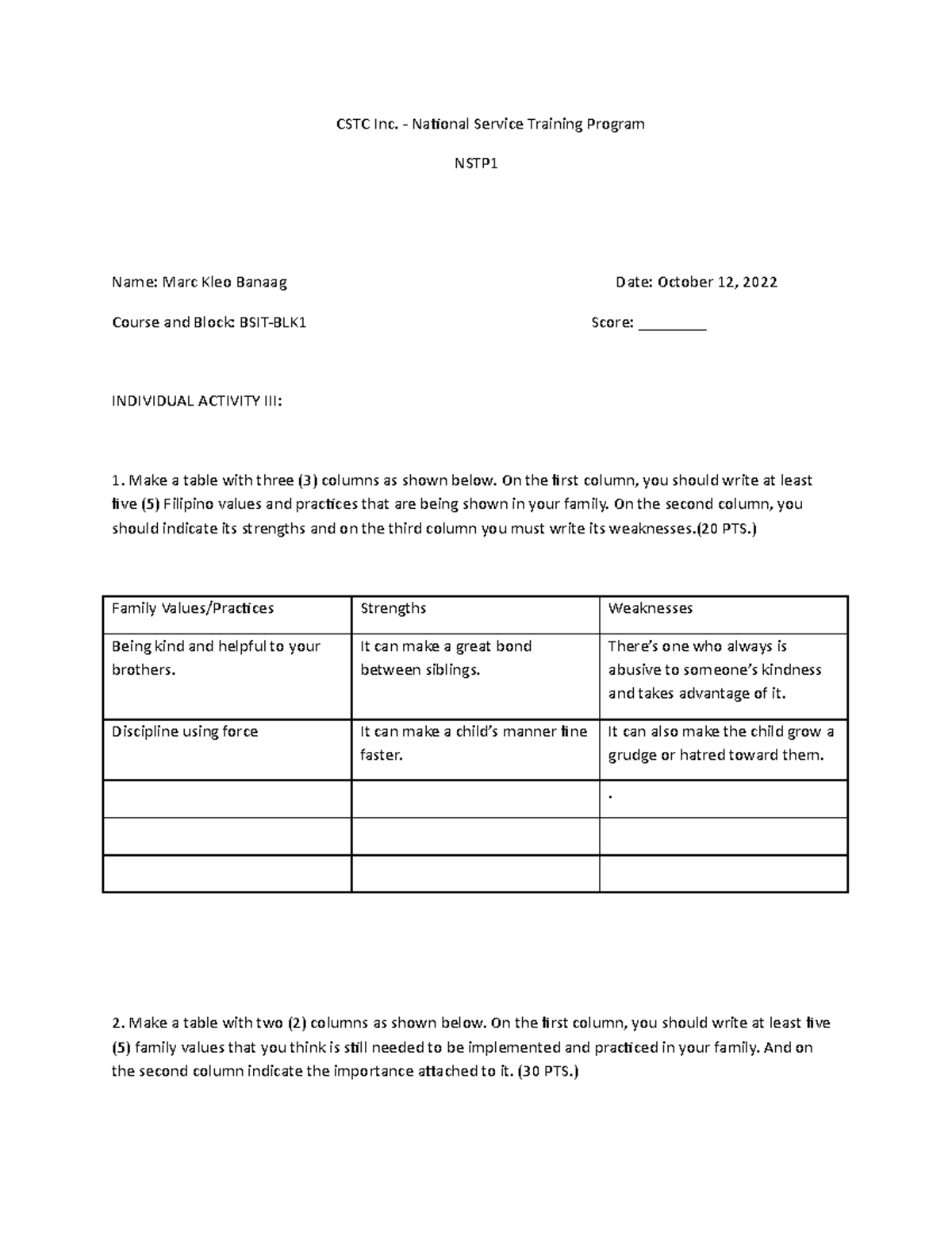 NSTP - Activity 3 - ddd - CSTC Inc. - National Service Training Program ...