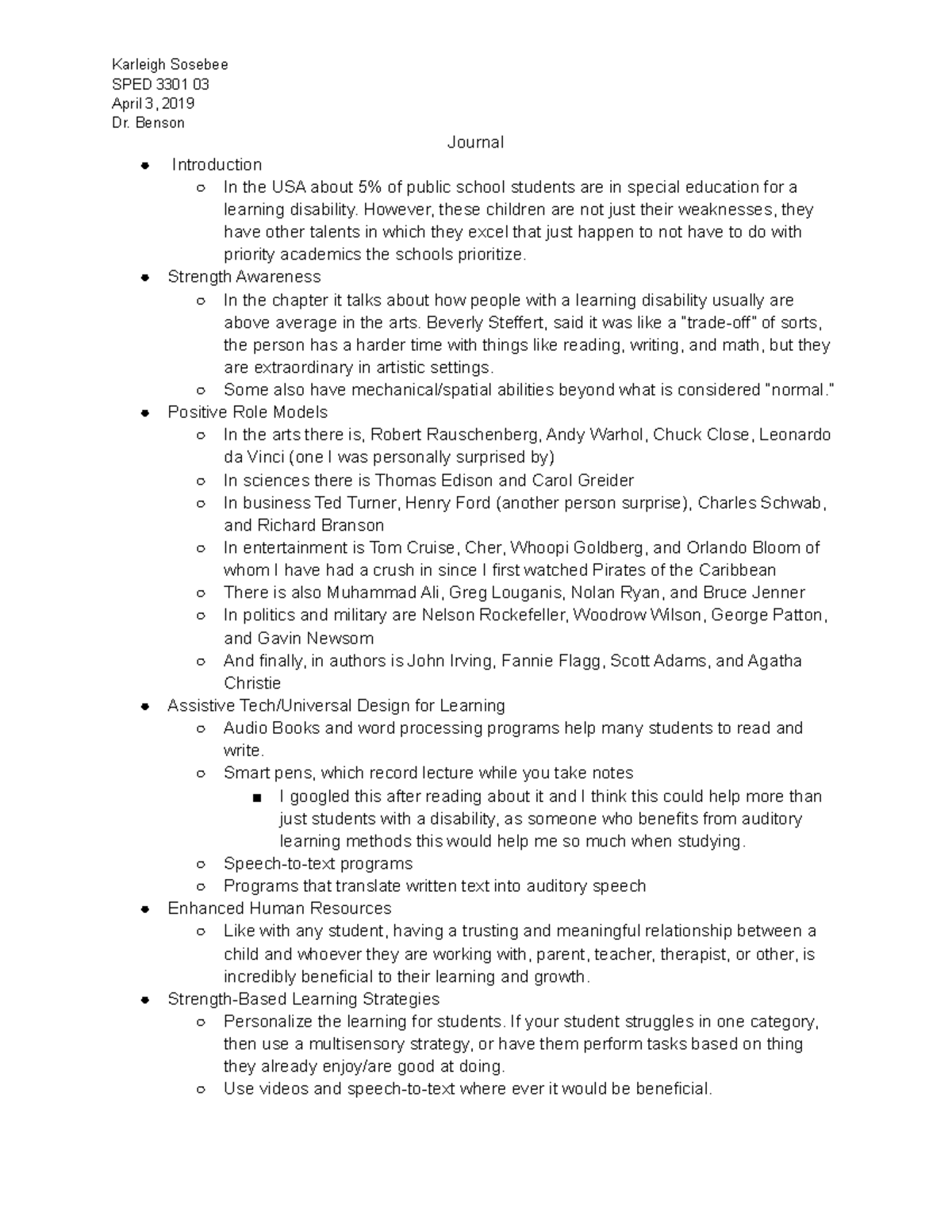 Readingresponce 4 - Reading response 4 in APA format - Karleigh Sosebee ...