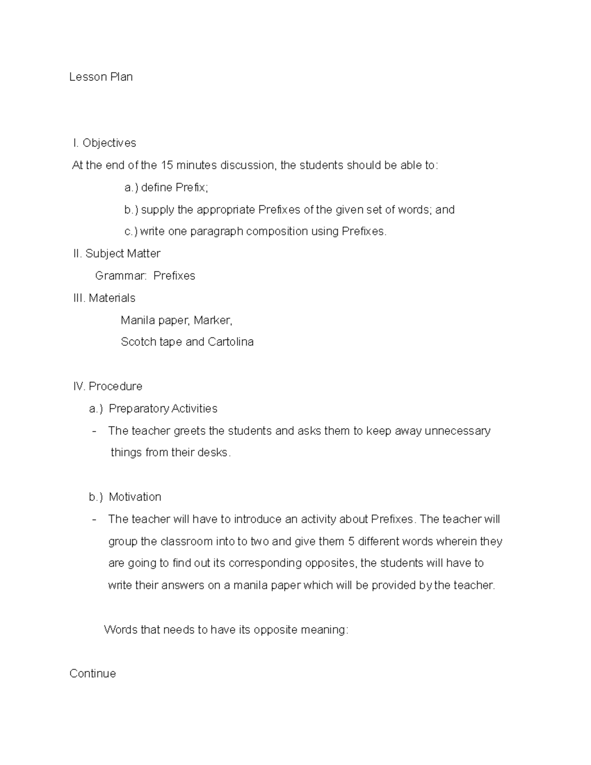 Lesson Plan - AB English - WMSU - Studocu