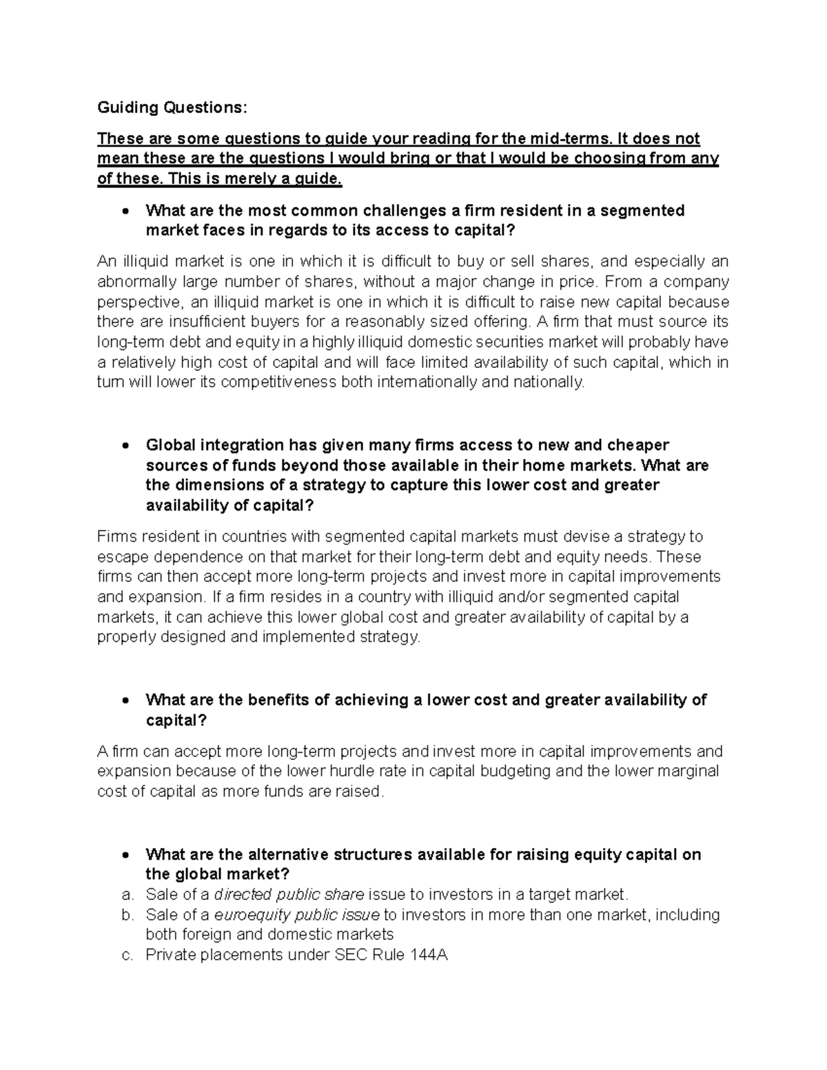 Question Bank MT2 - Guiding Questions: These are some questions to ...