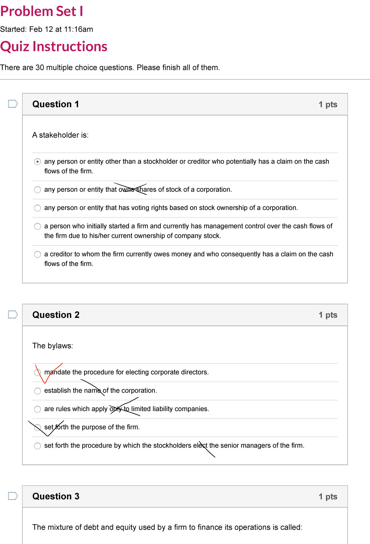 Problem Set I Canvas - Problem Set I Started: Feb 12 at 11:16am Quiz ...