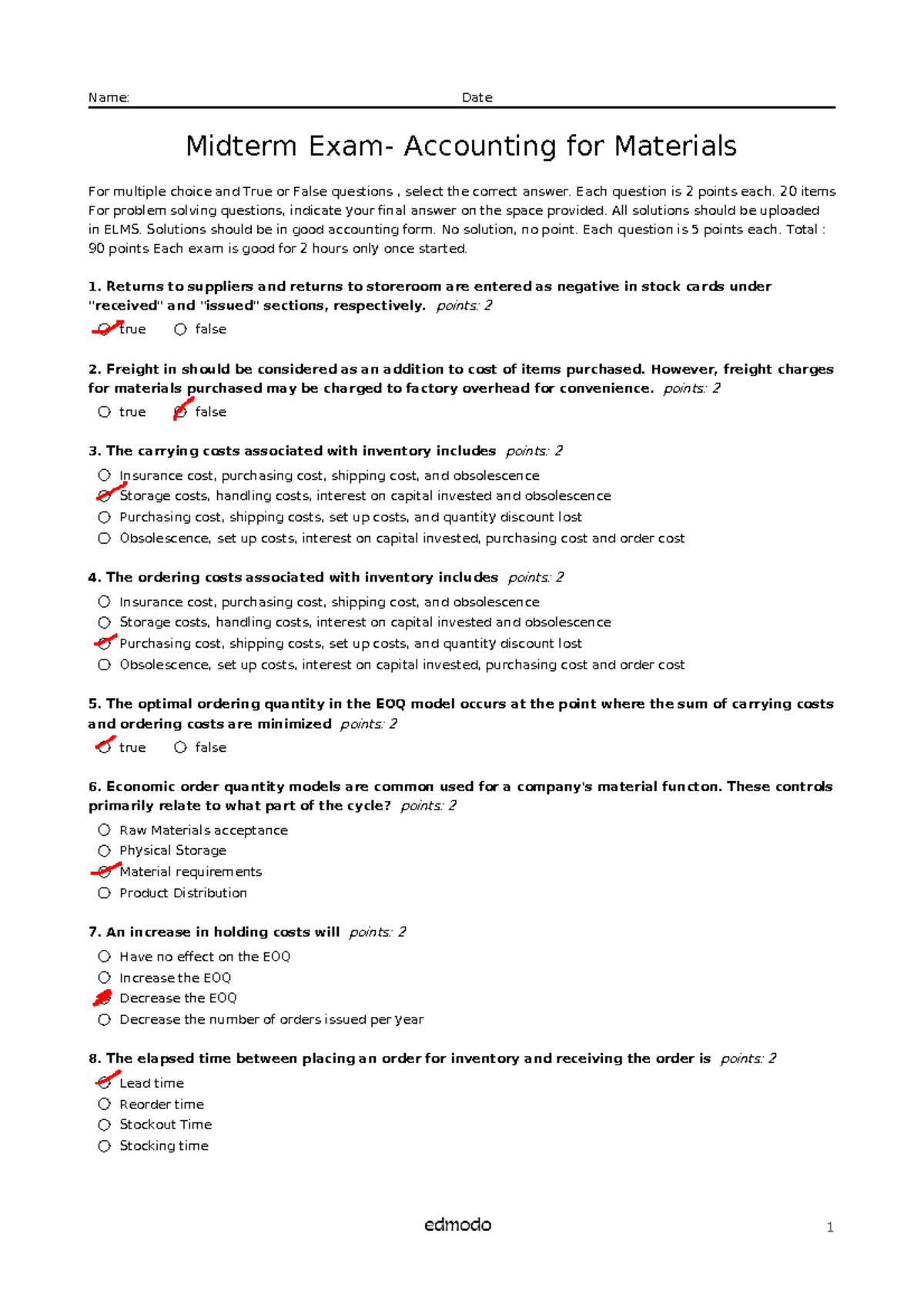 Midterm-Exam-Accounting-for-Materials - Name: Date Midterm Exam ...