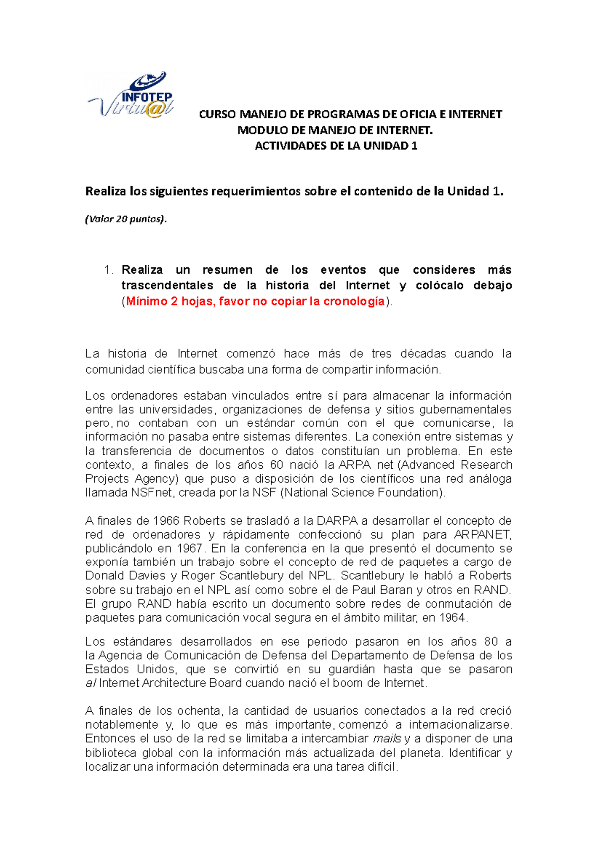 Actividad 1 unidad 3 - CURSO MANEJO DE PROGRAMAS DE OFICIA E INTERNET ...
