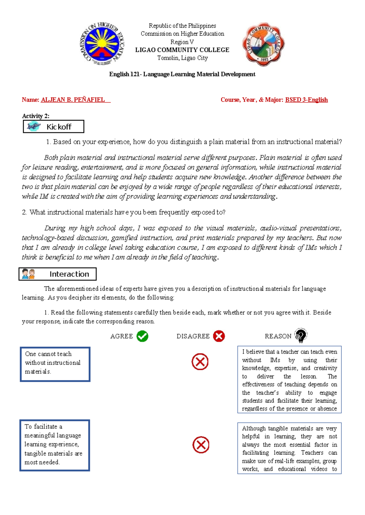 English - An informative document for students who are taking education ...