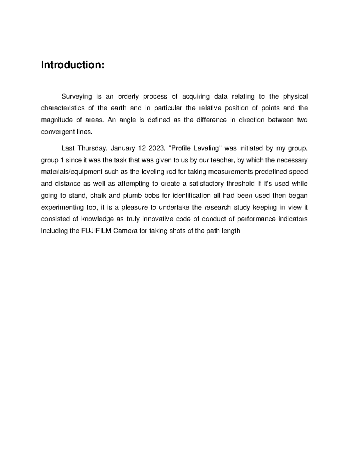 surveying field - Introduction: Surveying is an orderly process of ...