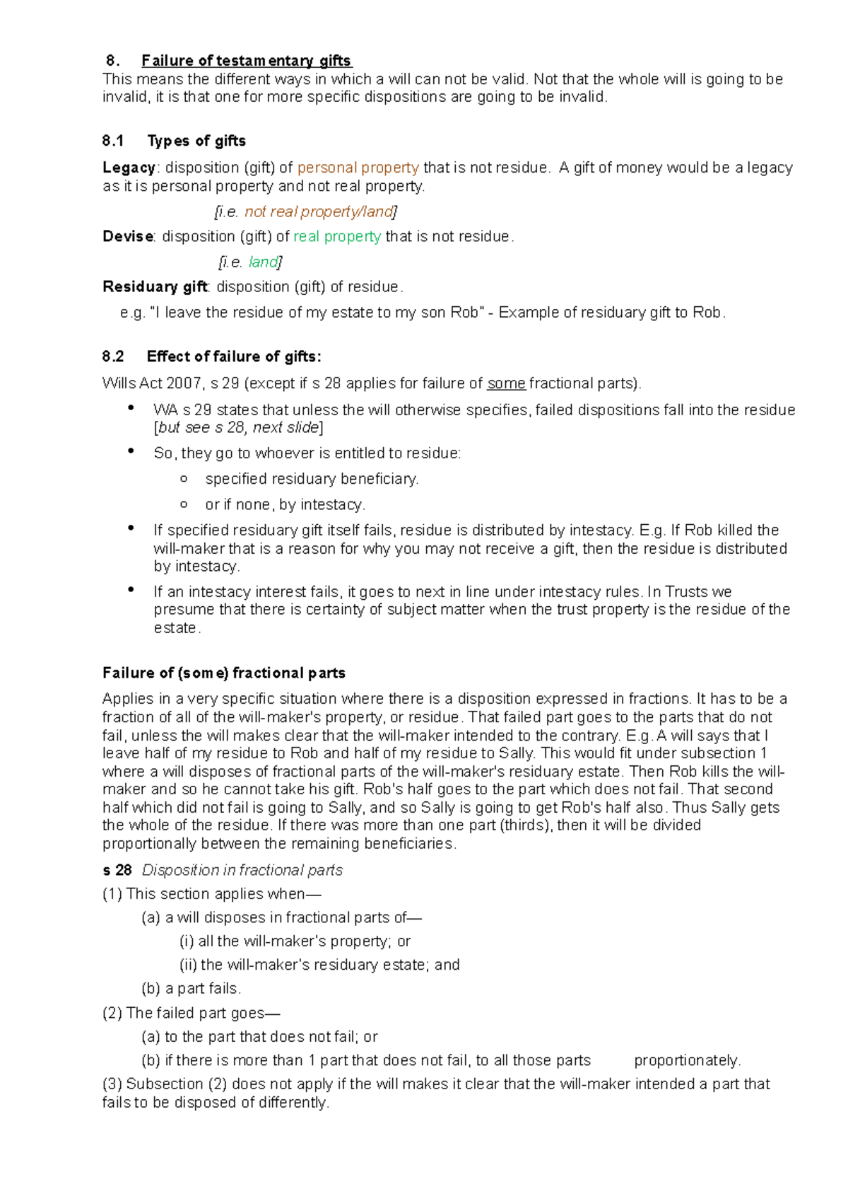Failed Testamentary Gifts - Equity - 8. Failure of testamentary gifts ...
