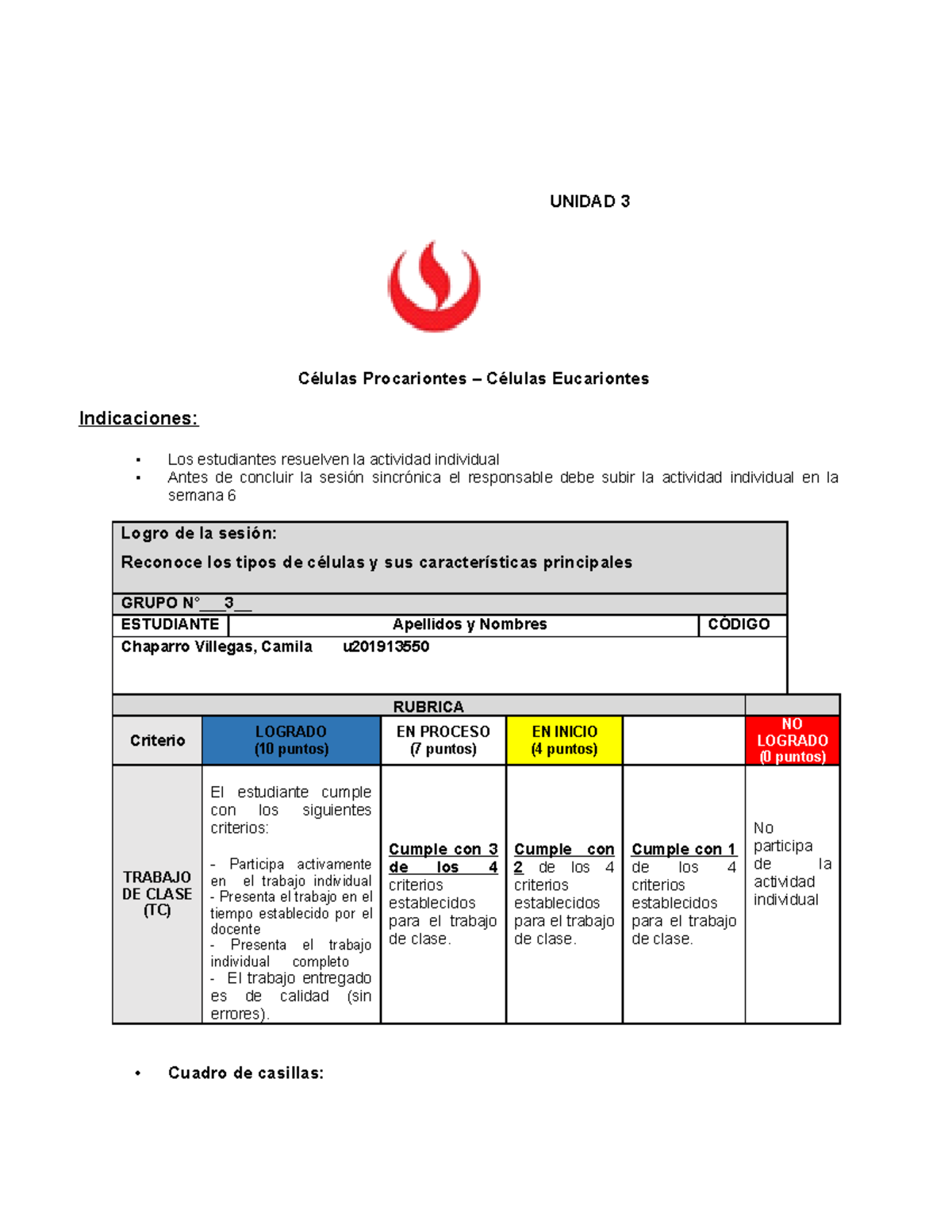 MA05 Trabajo de clase Células-g copy - UNIDAD 3 Células Procariontes ...