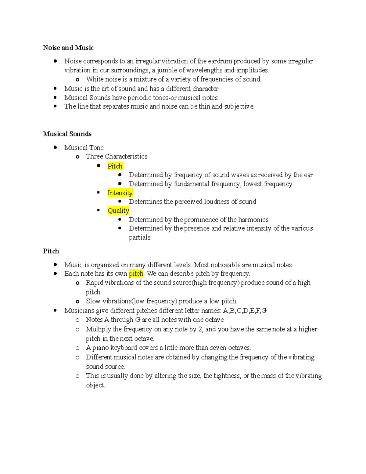 Chapter 21 Physics-Musical Sounds - Noise and Music Noise corresponds ...