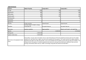 Comparable Sales Matrix Example - X Invest (Pty) Ltd is considers ...
