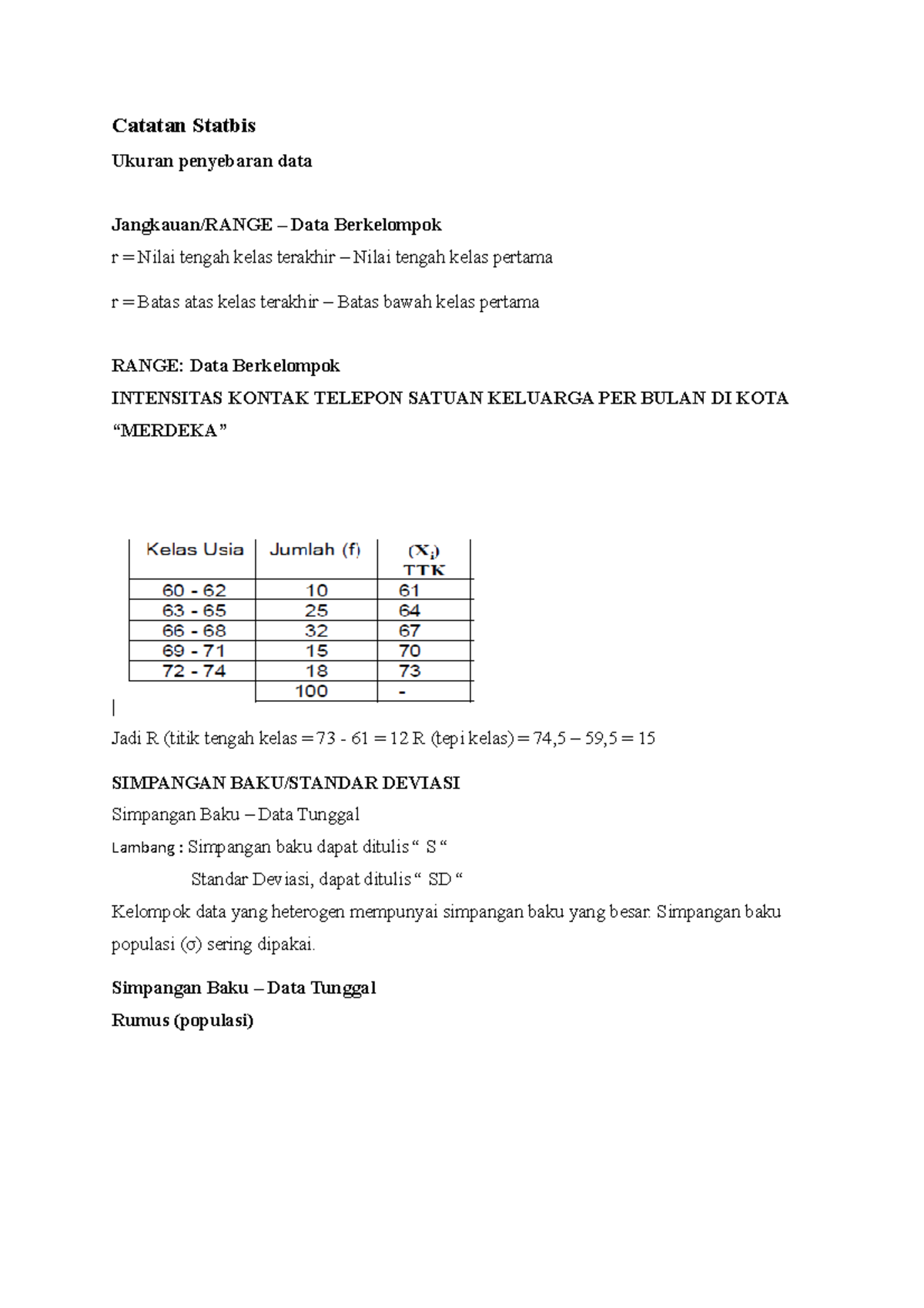Catatan Statbis ukuran penyebaran data pt2 - Catatan Statbis Ukuran penyebaran data Jangkauan ...