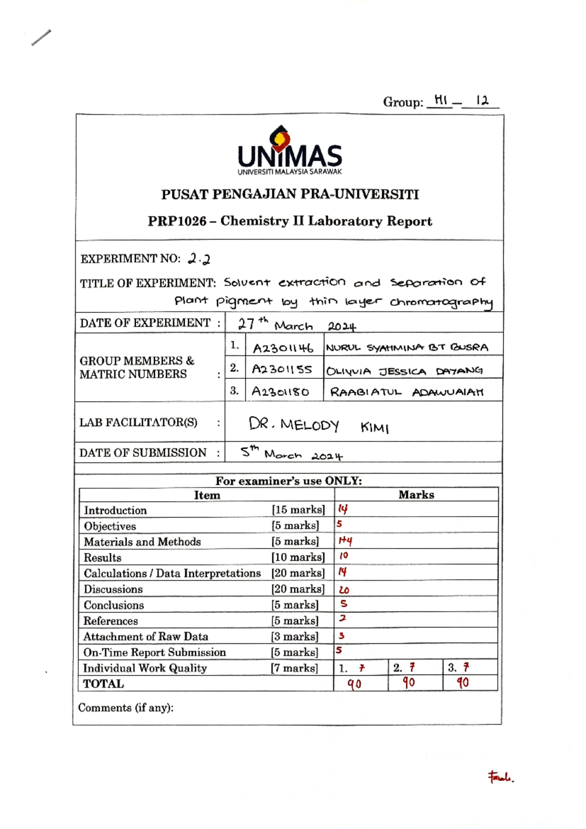TLC LAB Report - Sem 2 - Group: HI . 12 UNIMAS UNIVERSITI MALAYSIA ...