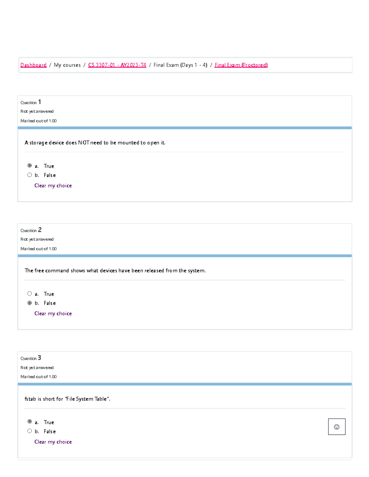 Final Exam (Proctored) (page 1 of 3) - Question 1 Not yet answered ...