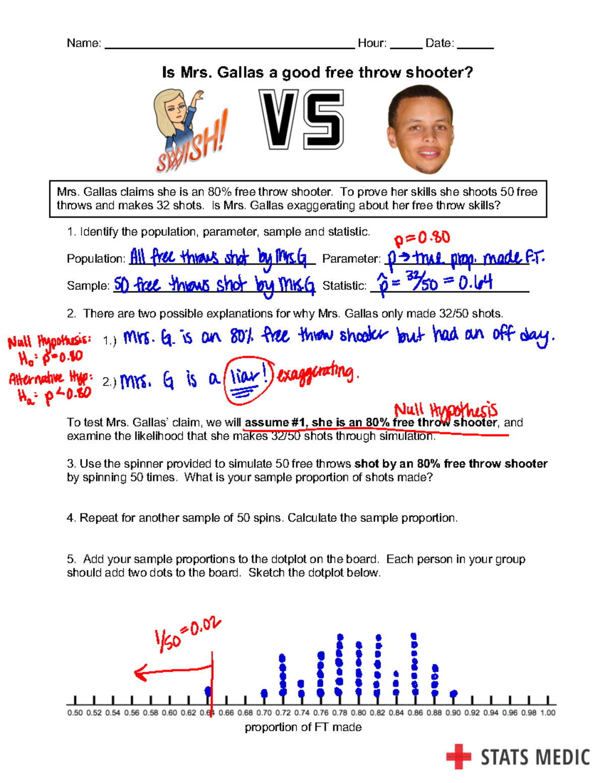 Stats Medic - Significance Tests Intro Answer Key - Name: Hour: Date ...