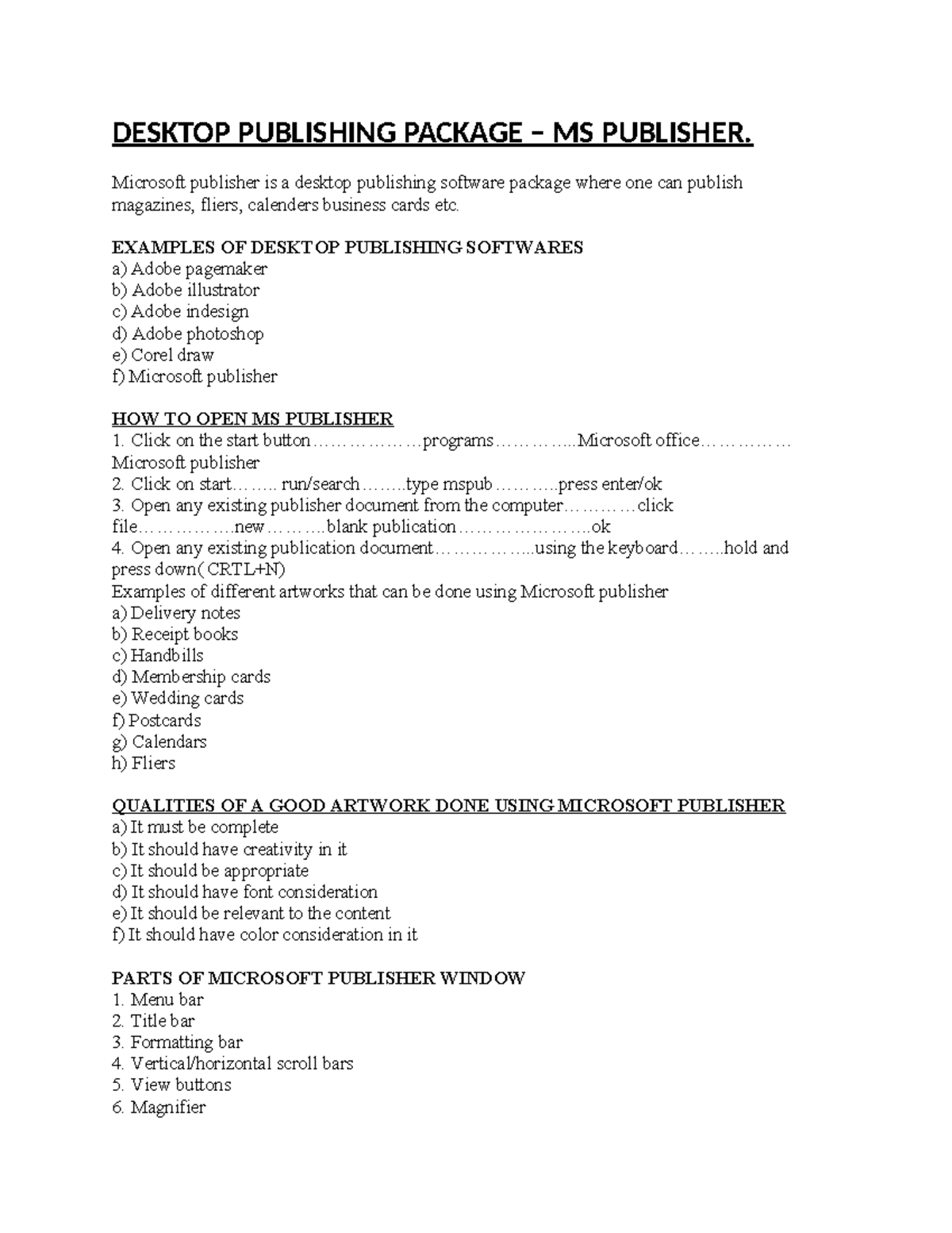 3- Desktop Publishing- Package - DESKTOP PUBLISHING PACKAGE – MS ...