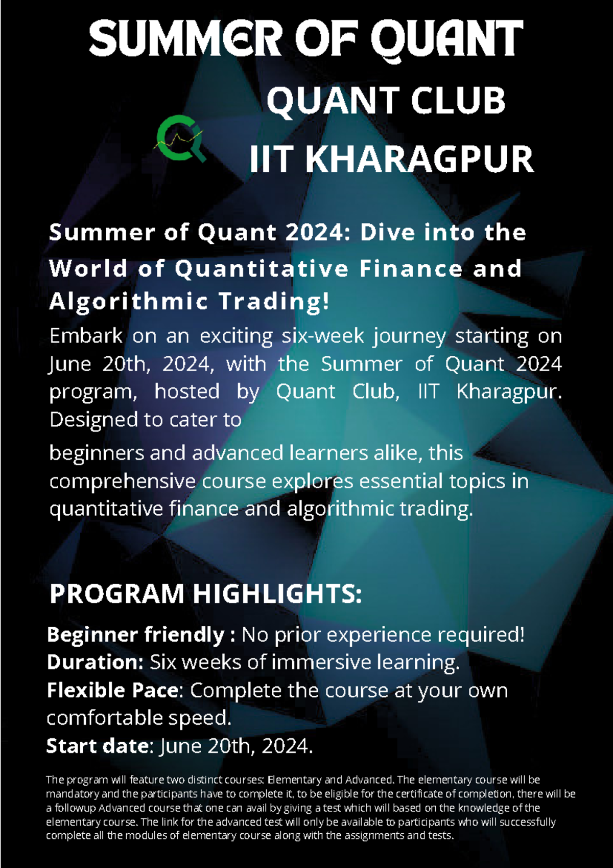 So Q '24 Brochure - Quant Club IIT Kharagpur - ####### Summer of Quant ...