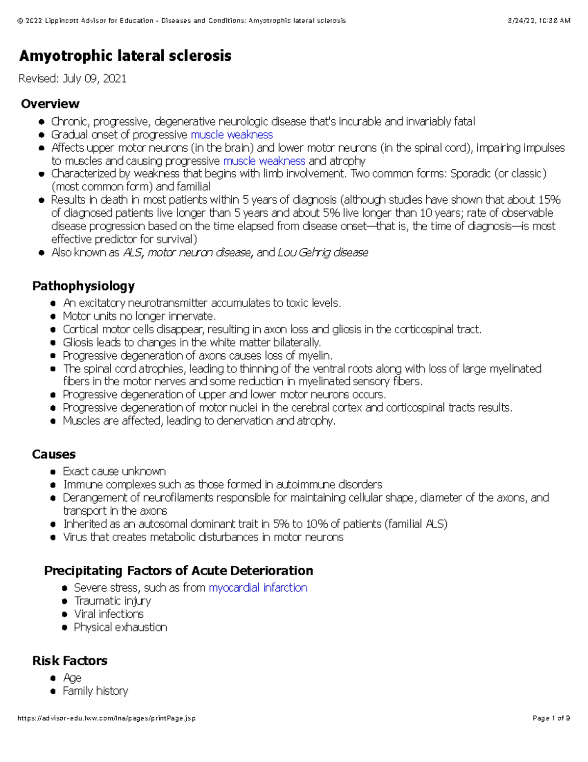 ALS - ALS Outline - Amyotrophic lateral sclerosis Revised: July 09 ...