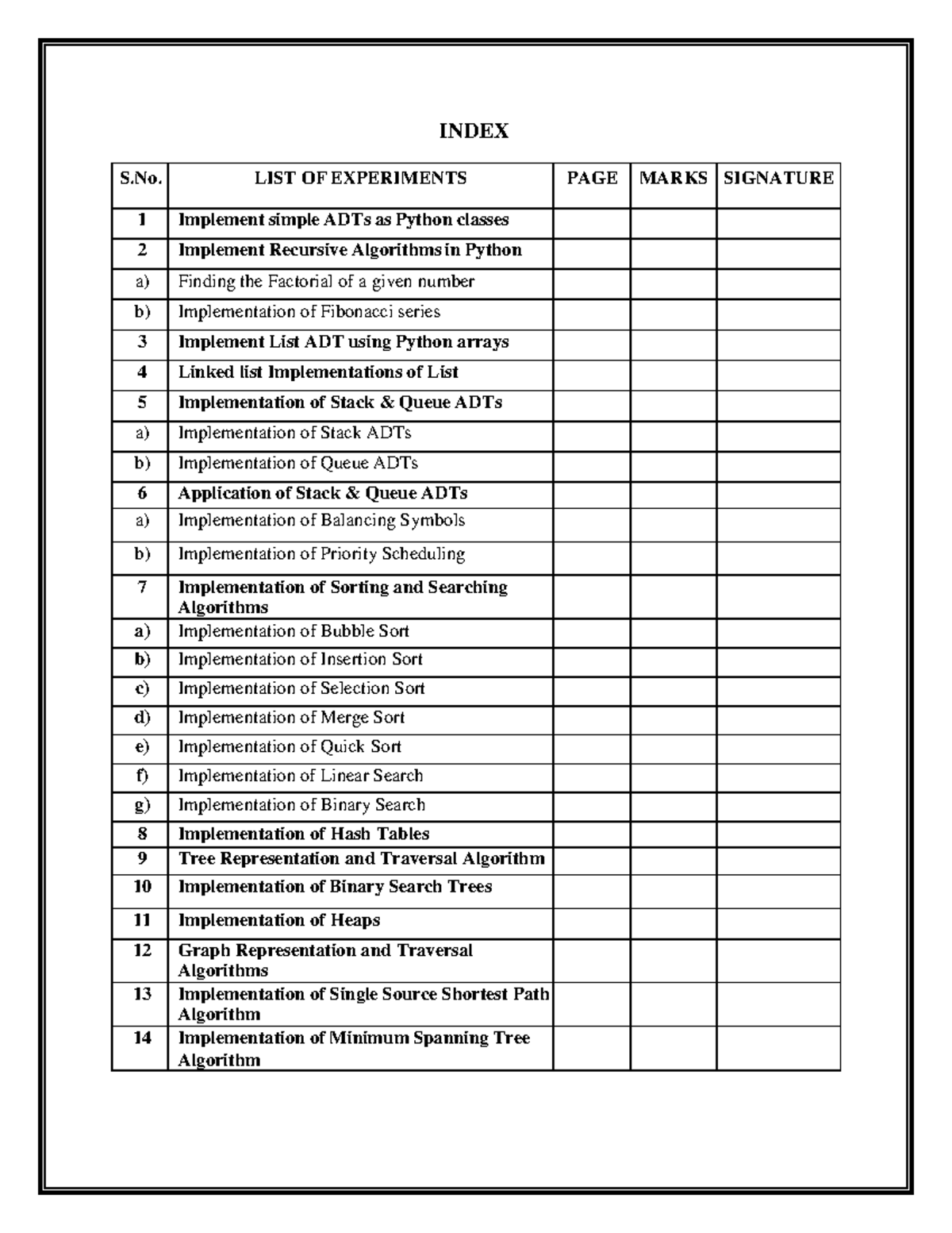 Ad3271 Dsd Lab Manual 1 Print Index S List Of Experiments Page Marks Signature 1 Implement 2089