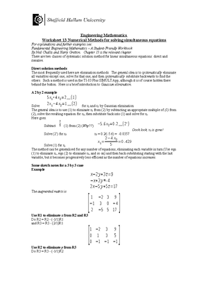 Worksheet 16 - tutorial 16 - Engineering Mathematics 1 Worksheet 16 ...