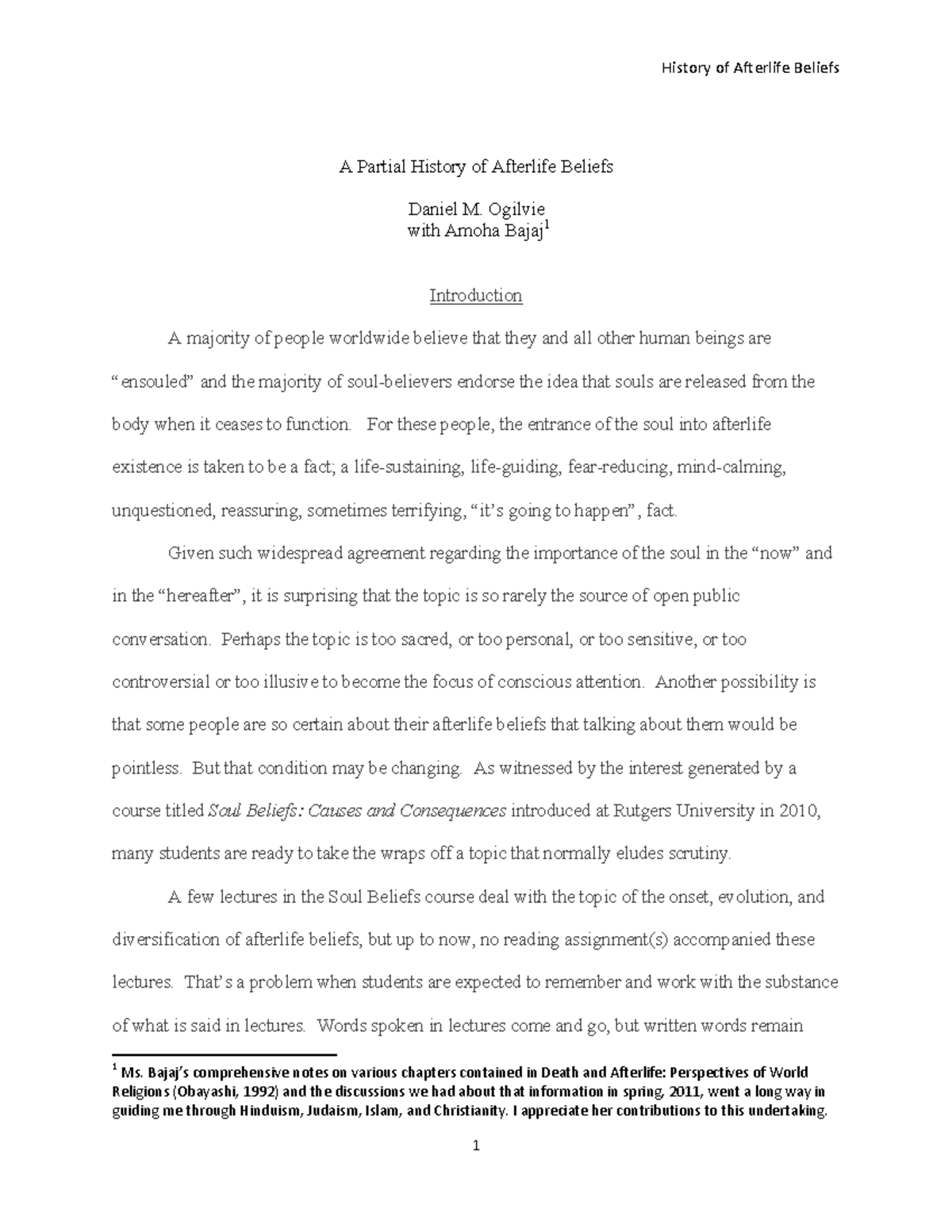 A Partial History of Afterlife Beliefs - Ogilviewith Amoha Bajaj 1 ...
