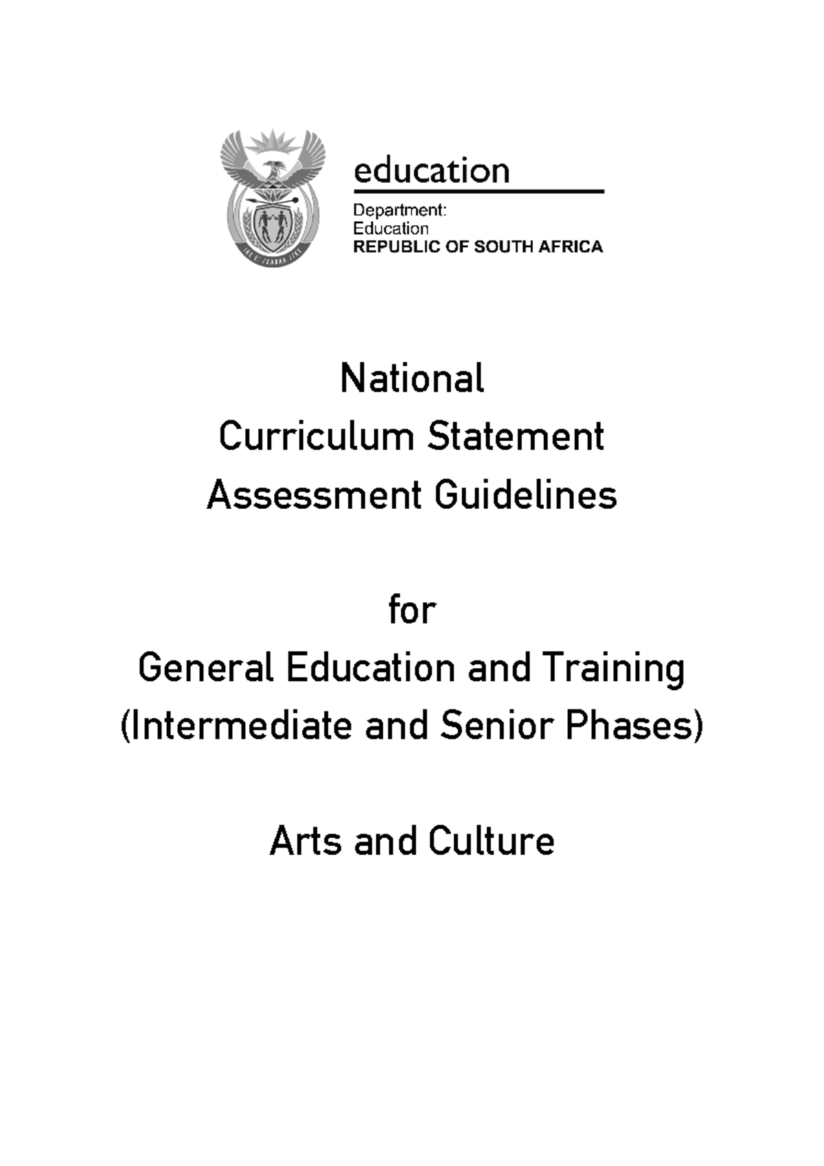 AArts Culture - arts - National Curriculum Statement Assessment ...