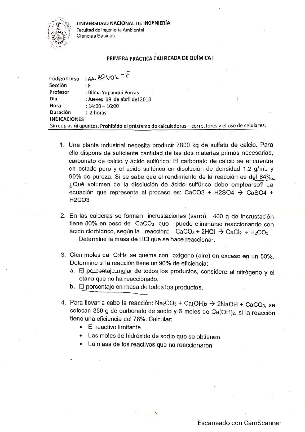 Práctica calificada N°1 2018-1 - Anatomía Humana - Studocu