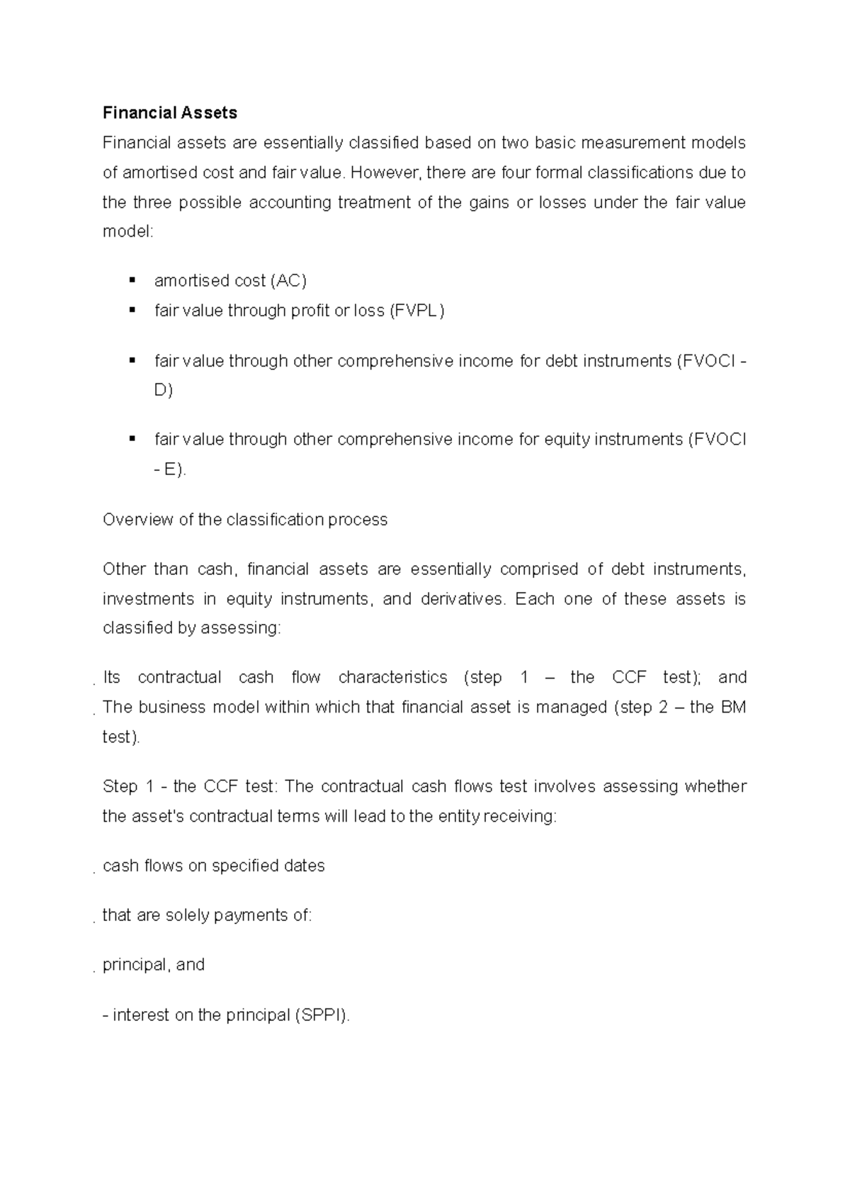 Week2; Financial assets classification, measurements and disclosure ...