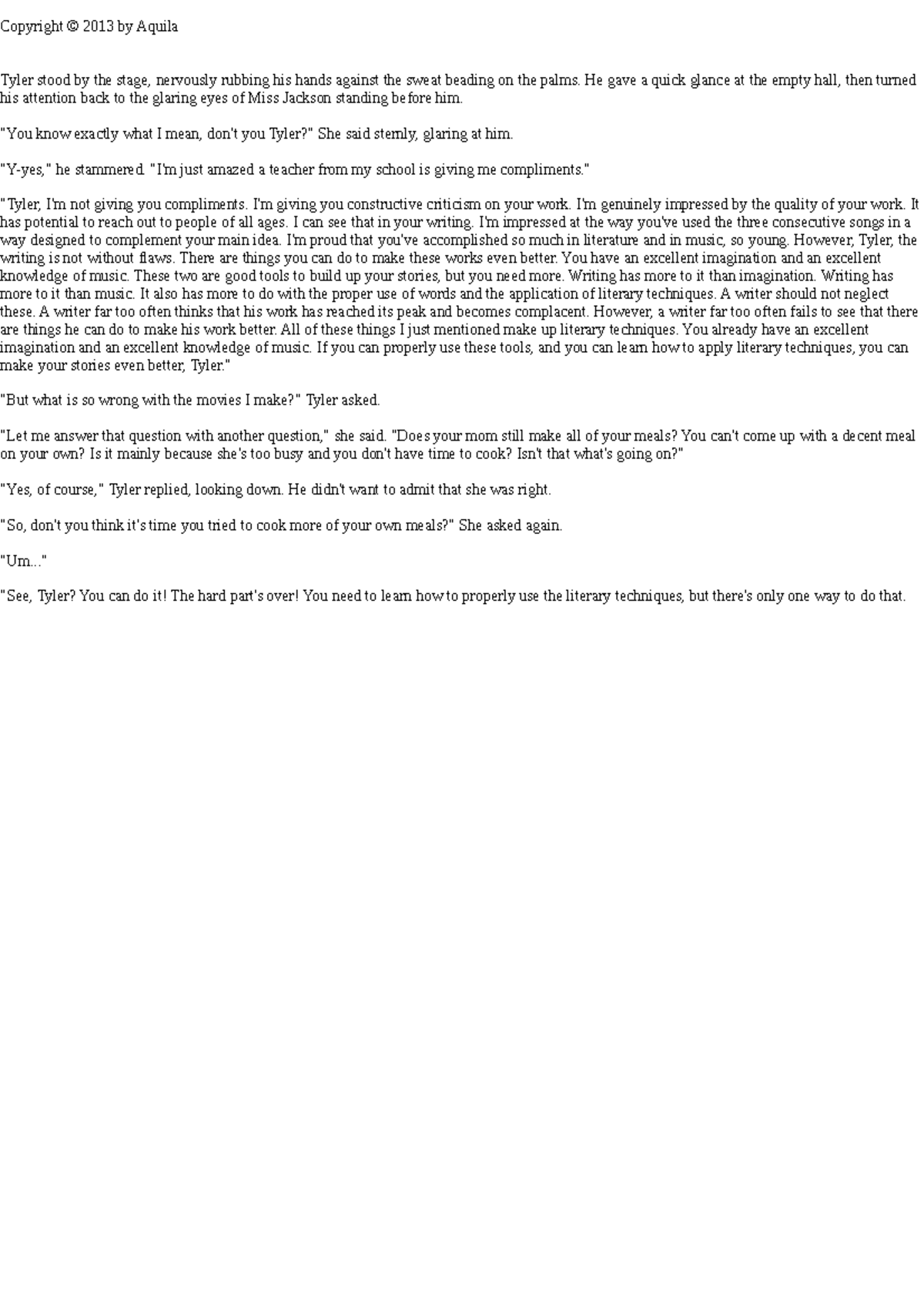 File7 - Copyright © 2013 by Aquila Tyler stood by the stage, nervously ...