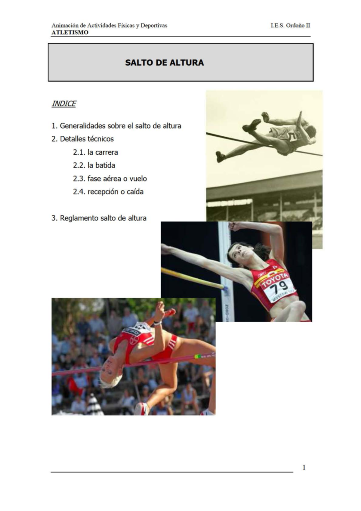 El salto de altura - Animación de Actividades Físicas y Deportivas I.E ...