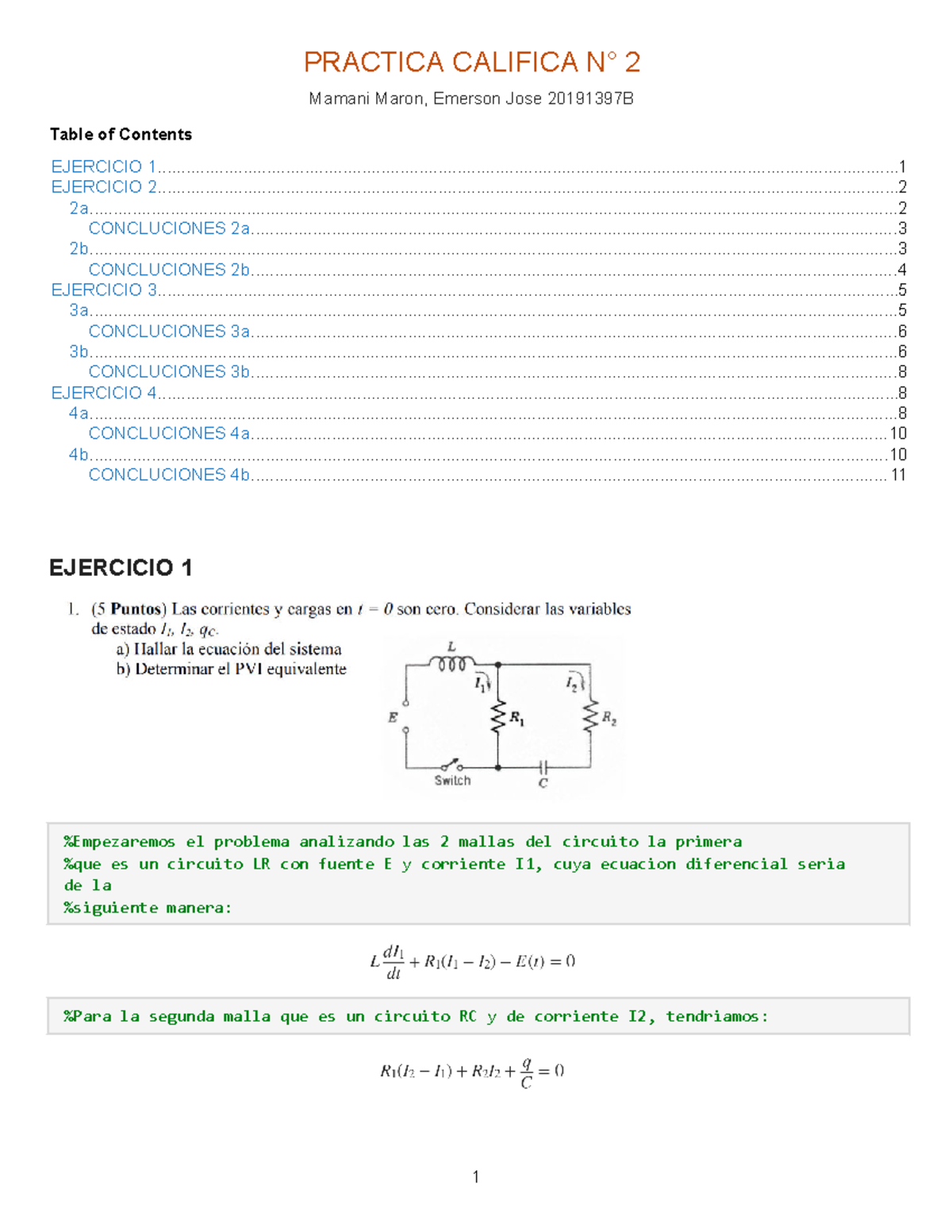 PC2 Numerico II - PRACTICA CALIFICA N° 2 Mamani Maron, Emerson Jose ...