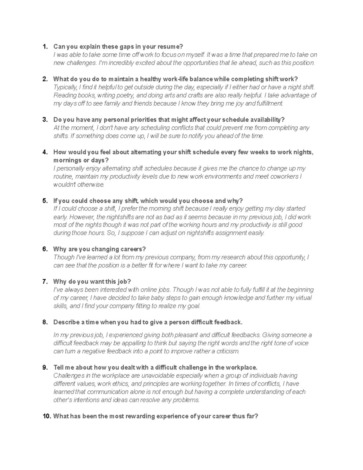 Can you explain these gaps in your resume - 1. Can you explain these ...