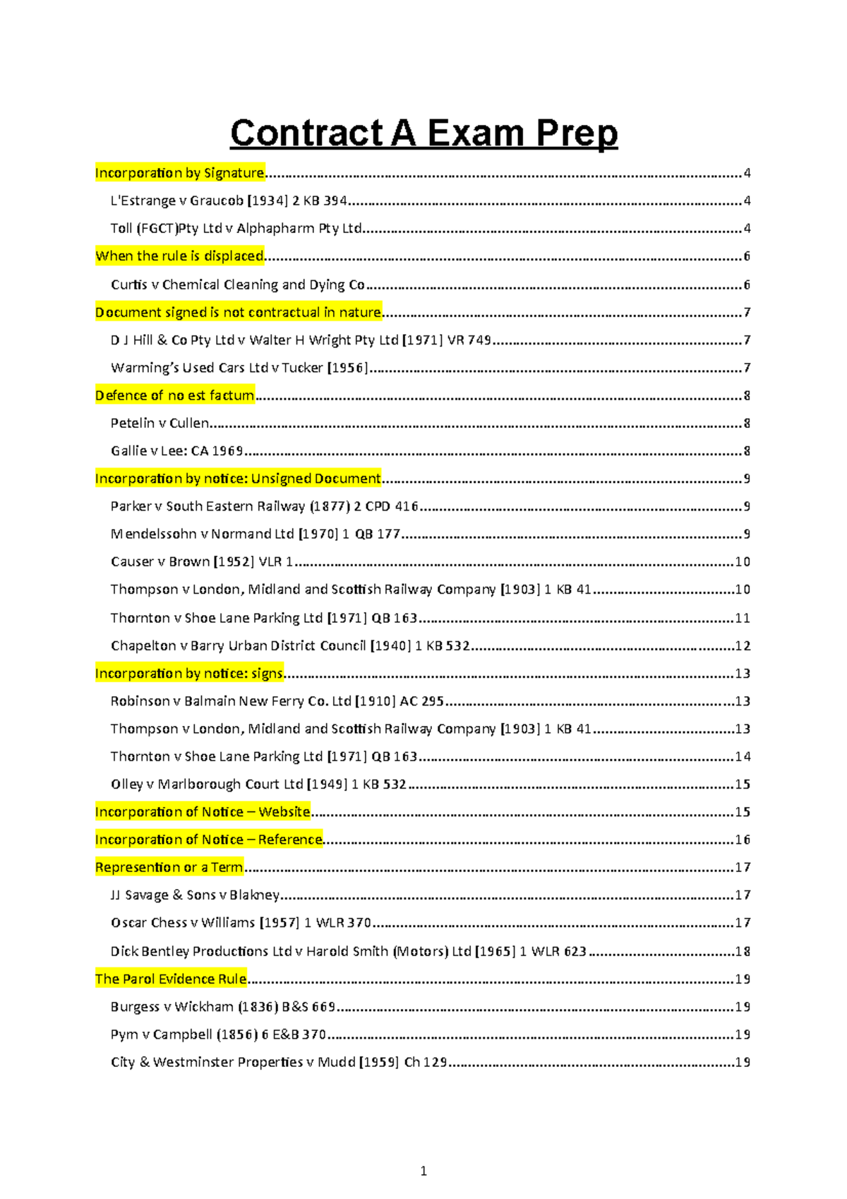 Contract A Exam Prep including Case References - Contract A Exam Prep ...