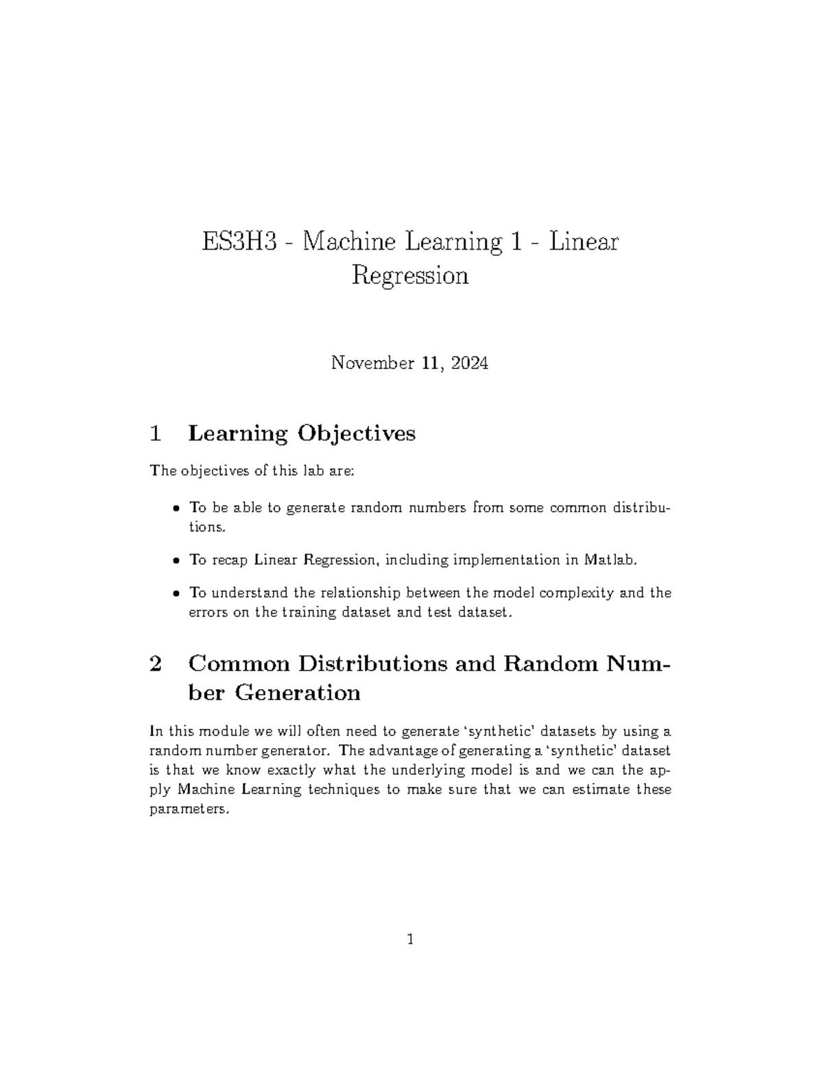 ML1 - labsheet v2 - Week 4 Machine Learning Lab - ES3H3 - Machine ...