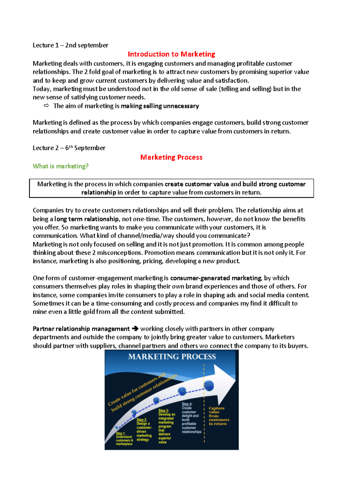 Marketing chapter 1 - Notes of the main important informations to know ...
