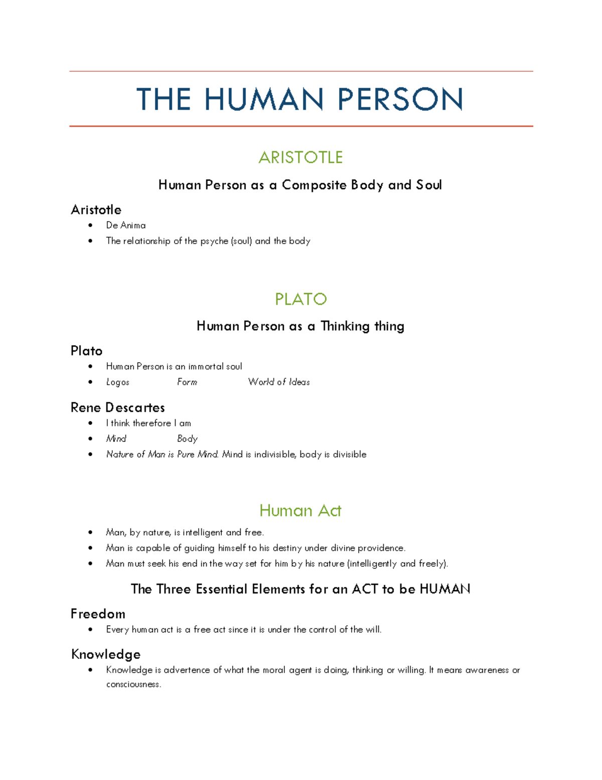 The Human Person - THE HUMAN PERSON ARISTOTLE Human Person as a ...