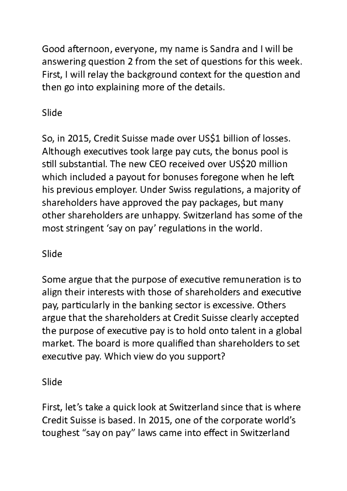 Presentation Script - AYB311 - QUT - Studocu