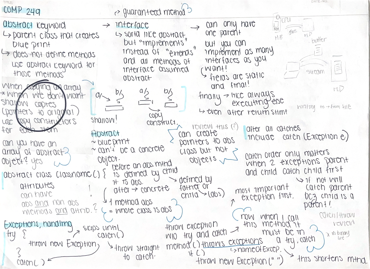 abstract, interfaces, exceptions - TITLE COMP 249 guaranteed method CPU ...