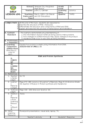 DLP Evidences OF Evolution - DAILY LESSON LOG School Tanauan City ...
