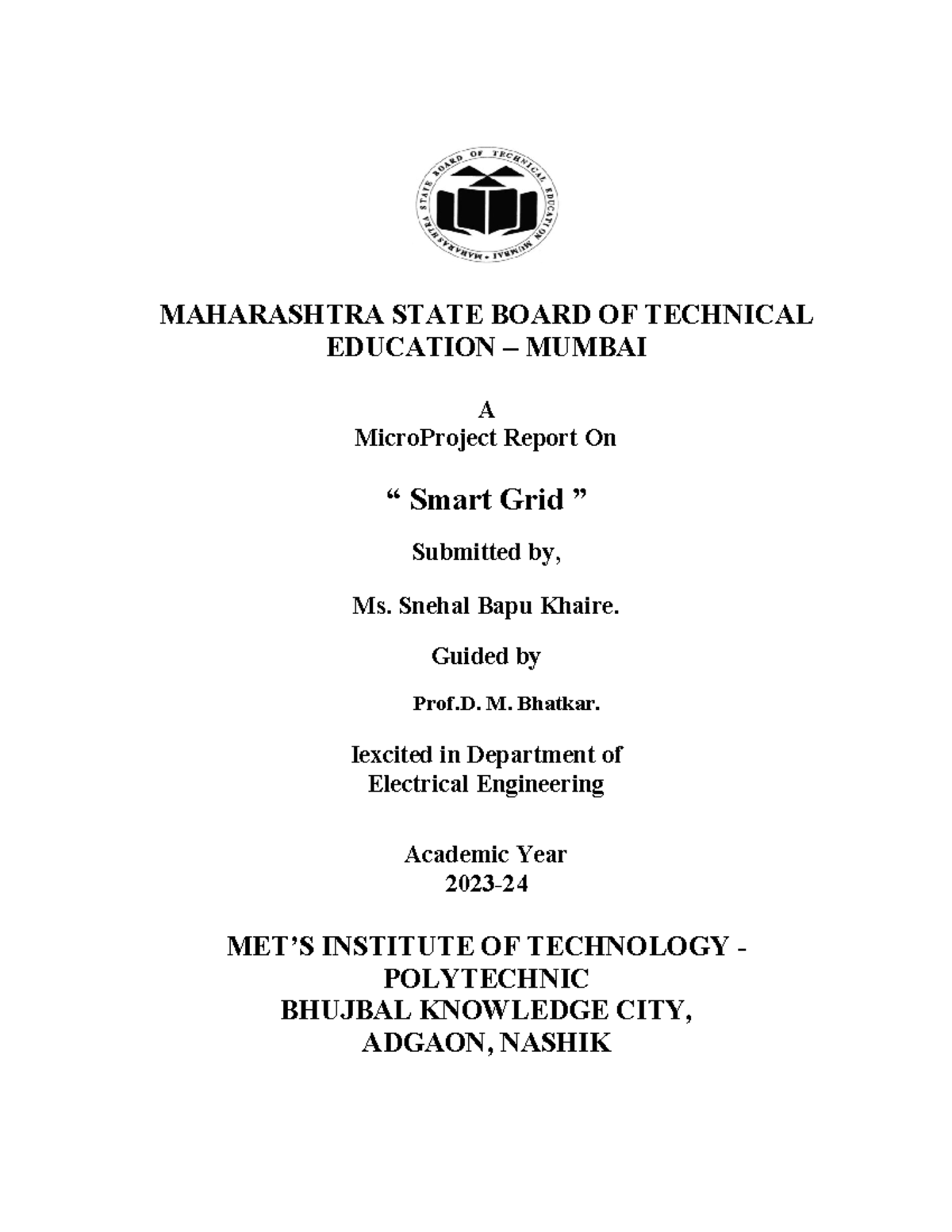 ETE micro project report 2024 - MAHARASHTRA STATE BOARD OF TECHNICAL ...
