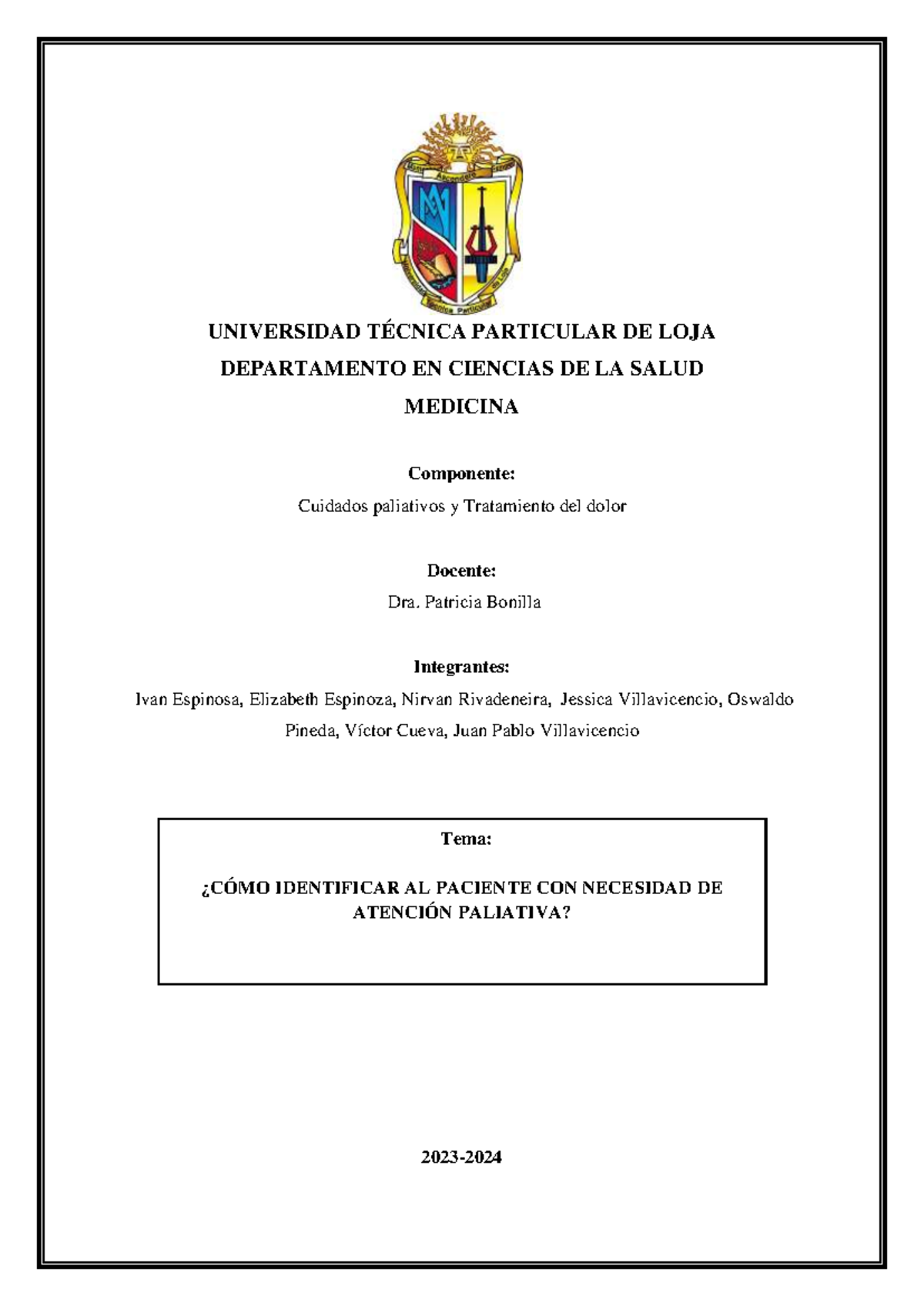 Cuidados Paliativos utilizando la escala NECPAL para su uso por el ...