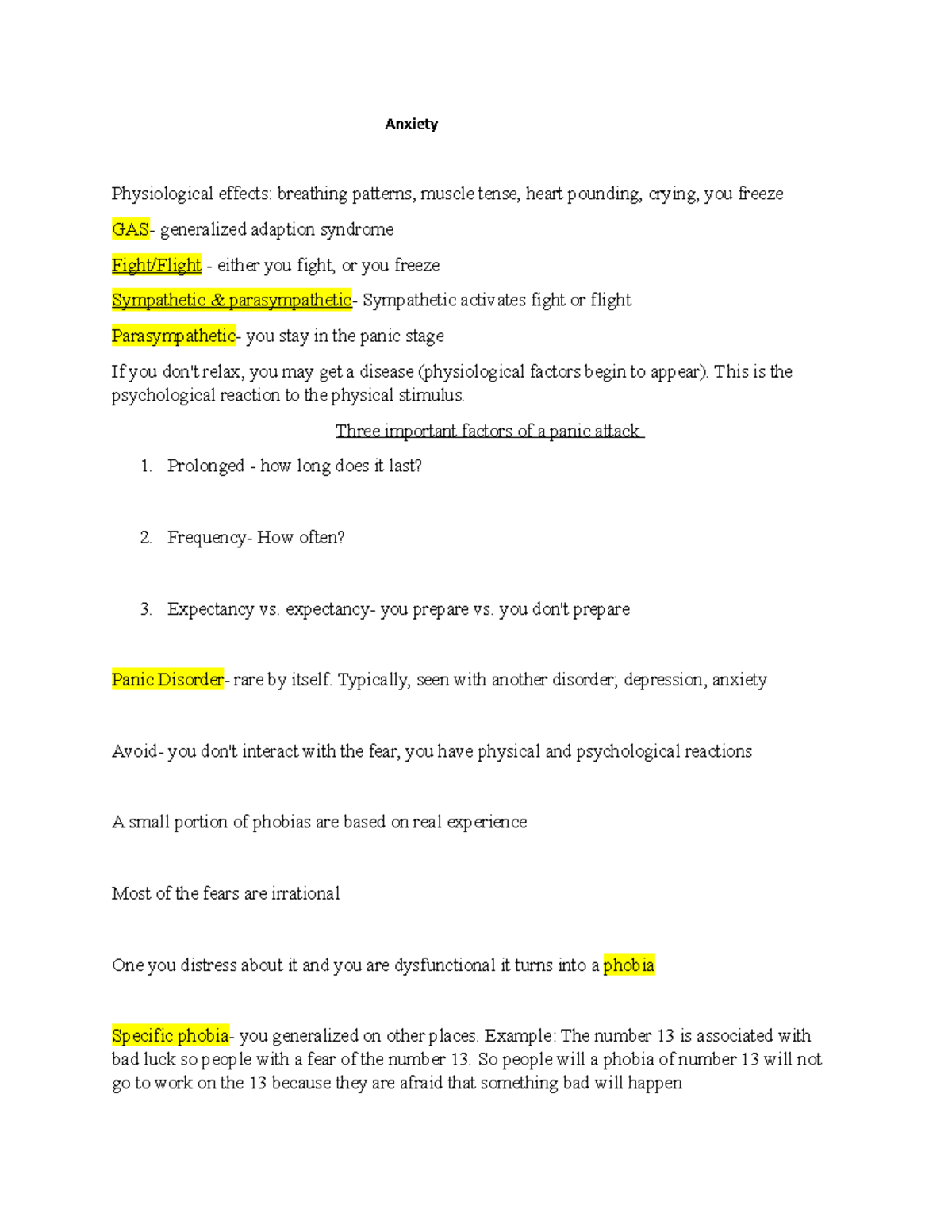 Anxiety Notes - Anxiety Physiological effects: breathing patterns ...