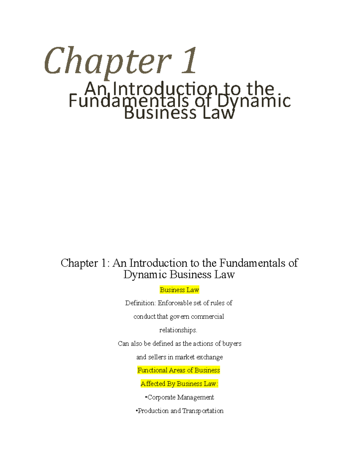 Chapter 1 An Introduction to the Fundamentals of Dynamic Business Law ...