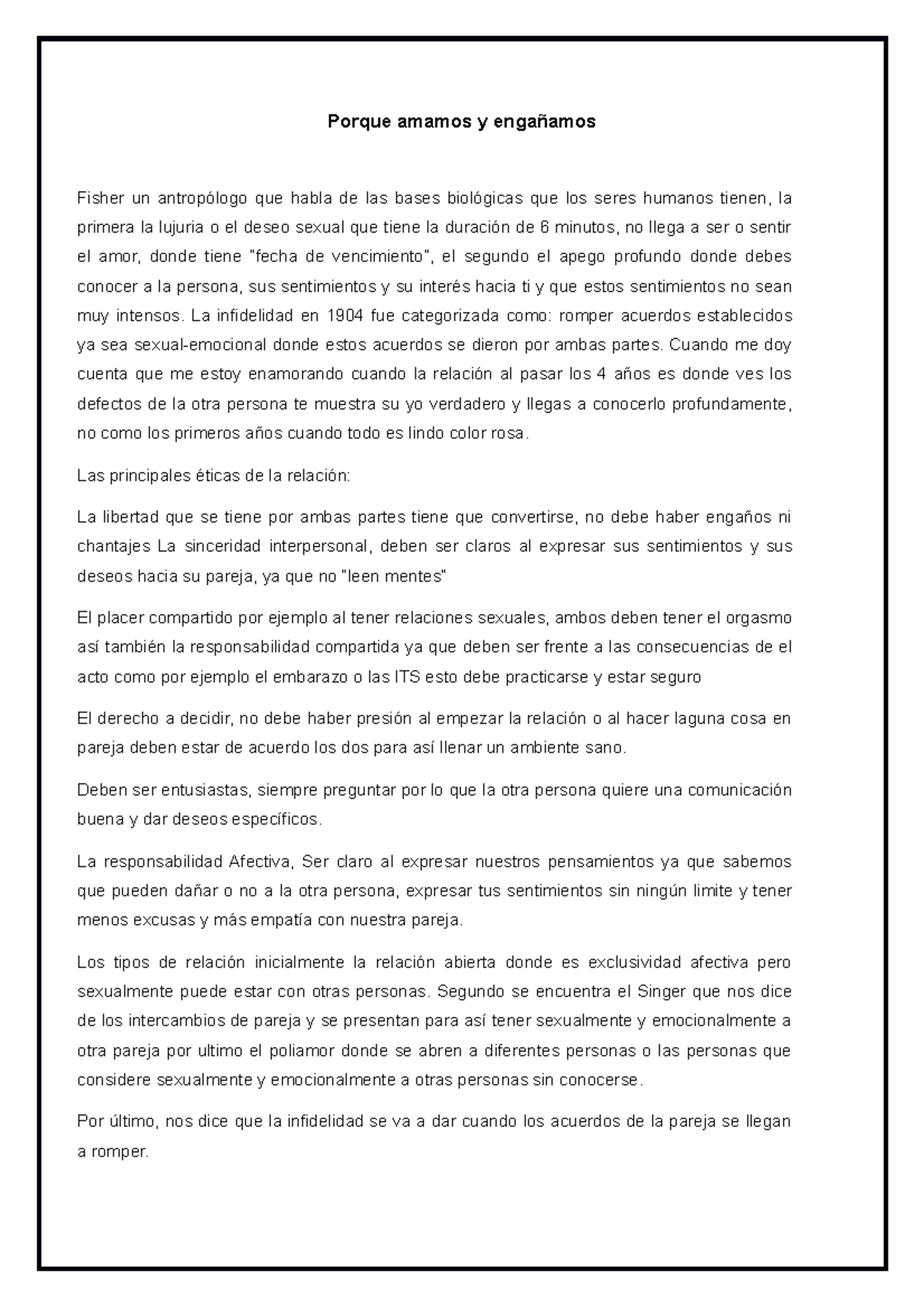 Porque amamos y engañamos - Porque amamos y engañamos Fisher un ...