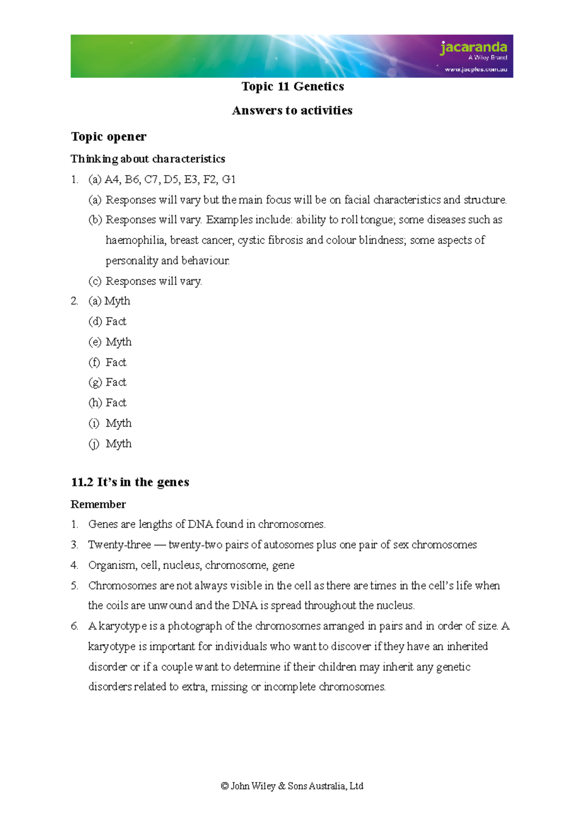 Sol-0599 - ewfergerg - Topic 11 Genetics Answers to activities Topic ...