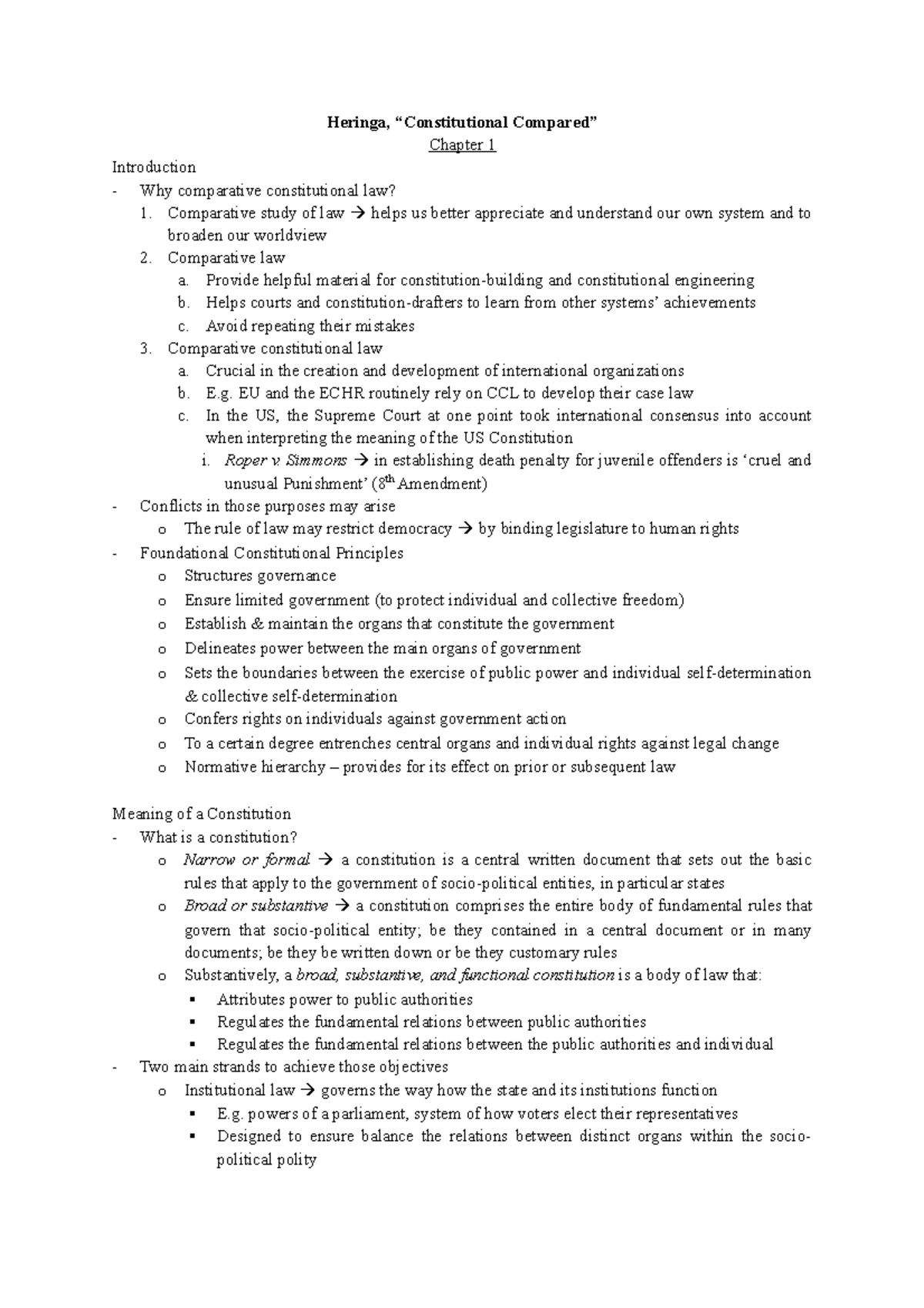 Heringa-chapters - Heringa, “Constitutional Compared” Chapter 1 ...